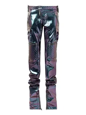 LAQUAN SMITH Quilted Iridescent Vinyl Skinny Pants - Violet