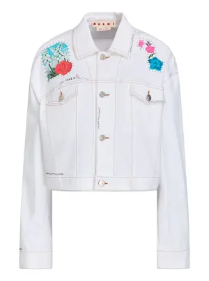 Marni Appliquéd Denim Jacket - White