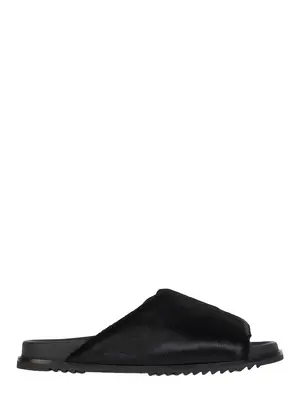 Rick Owens Granolas Calf Hair Slides - Black