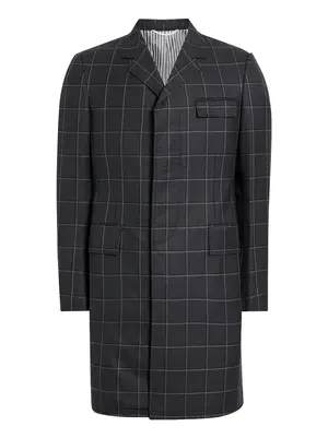 Thom Browne Checked Wool Coat - Charcoal