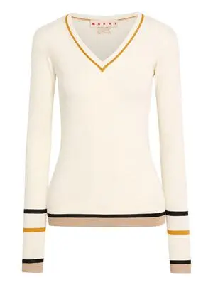 Marni Striped Wool And Silk-blend Sweater - Ivory