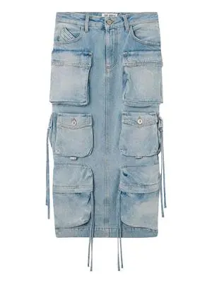 Attico Denim Midi Skirt - Light Denim