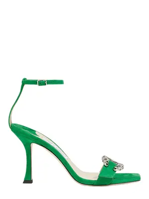 JIMMY CHOO Jimmy Choo Marsai 90 Embellished Suede Sandals Green