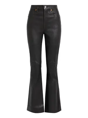 RE/DONE Flared Leather Pants - Black