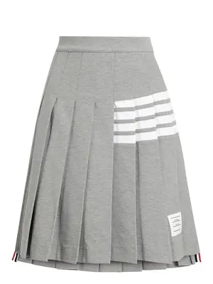 Thom Browne Striped Pleated Cotton-blend Piqué Skirt - Light Gray