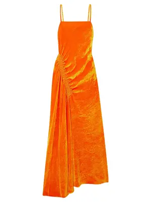 Proenza Schouler Gathered Velvet Maxi Dress - Orange