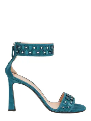 ALBERTA FERRETTI Alberta Ferretti Crystal-embellished Laser-cut Suede Sandals