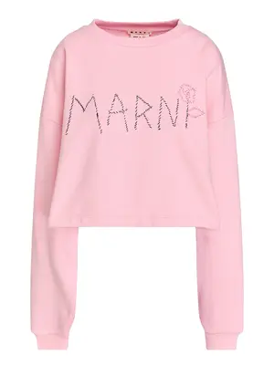 Marni Cropped Embroidered Sweatshirt - Baby Pink