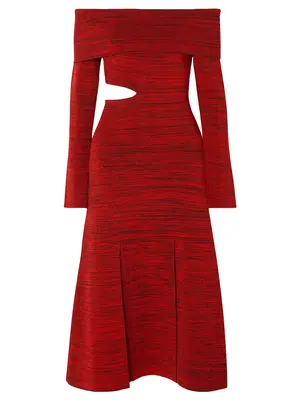 Proenza Schouler Off-the-shoulder Cutout Midi Dress - Crimson