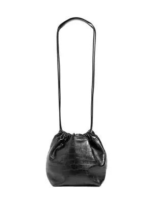 JIL SANDER Croc-Effect Leather Bucket Bag Black