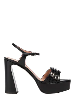Alberta Ferretti Studded Leather Platform Sandals - Black