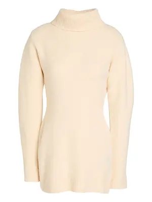 JIL SANDER Cutout Wool Turtleneck Sweater - Cream