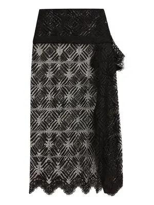 Michelle Mason Draped Cotton And Silk-blend Midi Skirt - Black