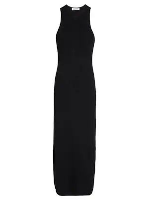 JIL SANDER Cutout Ribbed Wool Midi Dress - Black