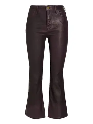 FRAME Le Crop Mini Boot Leather Bootcut Pants Grape