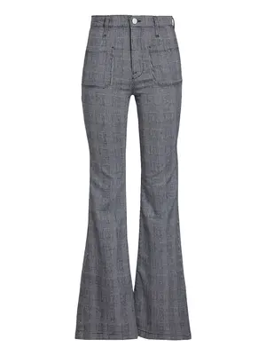 FRAME Prince Of Wales Checked Flared Pants - Midnight Blue