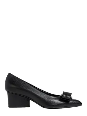 SALVATORE FERRAGAMO Ferragamo Viva Bow-Detailed Lizard-Effect Leather Pumps