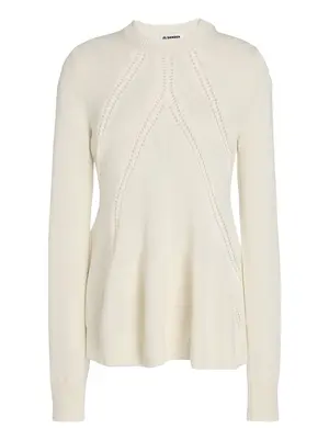 JIL SANDER Pointelle-knit Wool And Cotton-blend Sweater - Ivory