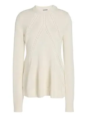 JIL SANDER Pointelle-knit Wool And Cotton-blend Sweater - Ivory