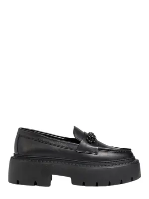 JIMMY CHOO Bryer Crystal-embellished Leather Loafers - Black