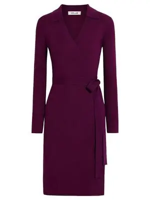 Diane Von Furstenberg Mida Ribbed-knit Wrap Dress - Plum
