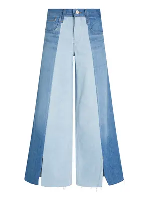 FRAME FRAME Split Seam Two-Tone High-Rise Wide-Leg Jeans