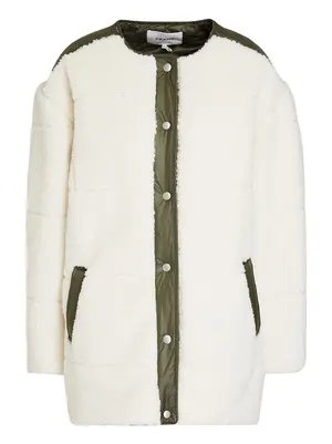 FRAME Panelled Teddy Fleece Jacket - Ivory