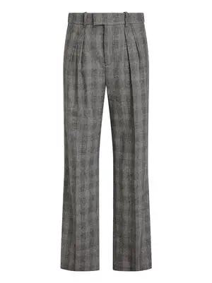 NILI LOTAN Prince Of Wales Checked Wool-blend Pants - Anthracite