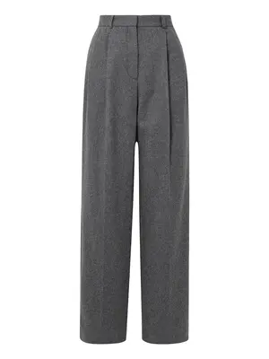 TOTEME Pleated Wool-blend Pants - Dark Gray