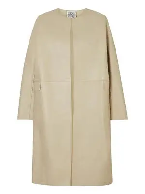 TOTEME City Paneled Leather Coat - Beige