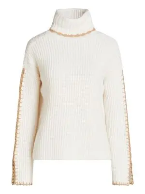 Autumn Cashmere Ribbed-knit Turtleneck Sweater - Off-white