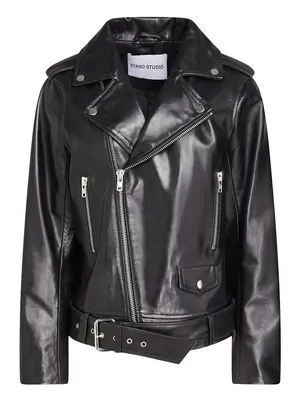 STAND STUDIO Leather Biker Jacket - Black