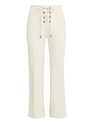 FRAME FRAME Lace-Up Kick-Flare Crepe Trousers Ivory
