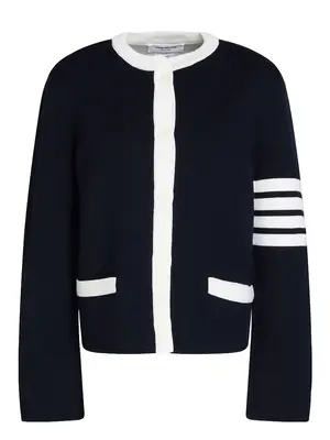 Thom Browne Striped Wool-blend Cardigan - Midnight Blue