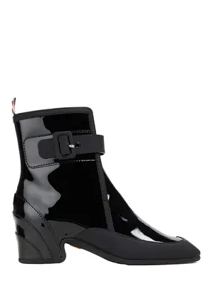 Thom Browne Matte And Patent Leather Ankle Boots - Black