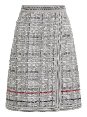 Thom Browne Checked Cotton-Blend Wrap-Effect Skirt Gray
