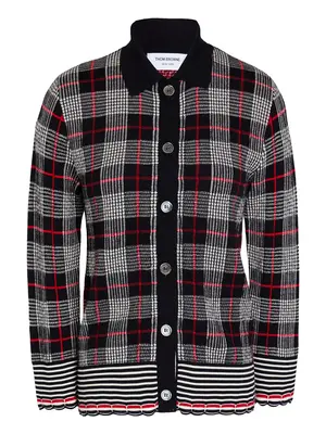 Thom Browne Checked Wool Cardigan - Black