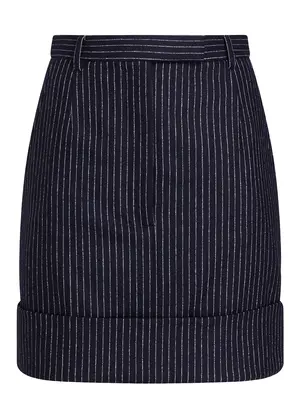 Thom Browne Pinstriped Wool And Cashmere-blend Felt Mini Skirt - Navy