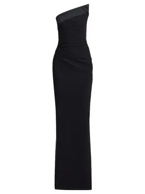 Chiara Boni La Petite Robe Tawia Asymmetric Strapless Gown - Black