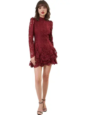 Yumi Kim Robyn Lace Mini Dress - Burgundy