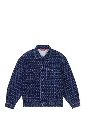 Supreme Flocked Denim Trucker Jacket - Blue