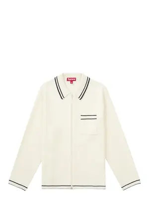 Supreme Zip Up Polo Shirt Sweater - White