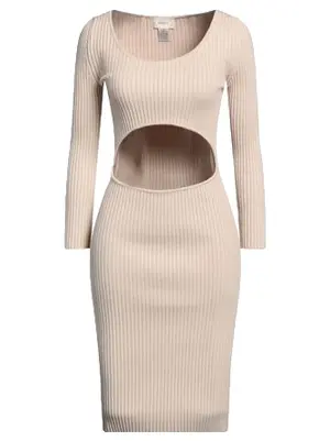 VICOLO Midi Bodycon Dress - Beige