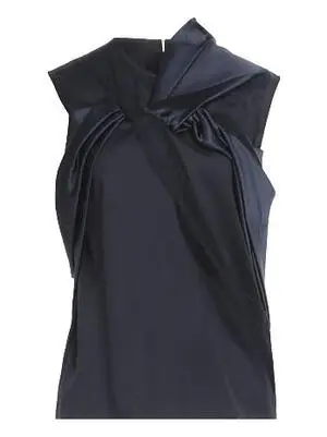 Fabiana Filippi Sleeveless Crewneck Top In Virgin Wool, Silk, Elastane, And Polyamide - Navy