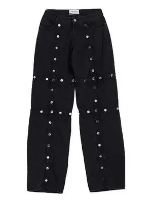 Attico Denim Wide-leg Jeans With Studs - Black