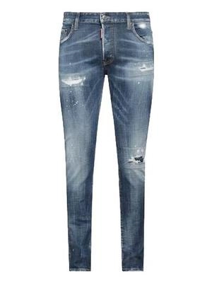 Dsquared2 Jeans In Cotton, Polyester, Elastane, And Cow Leather - Blue