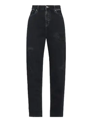 Armani Exchange Tapered Jeans With Leather Trims - Blue