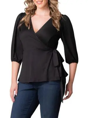 KIYONNA Nina Wrap Top - Black Noir