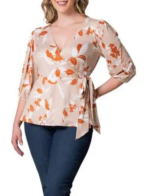 KIYONNA Kiyonna Nina Wrap Top Sunset Blooms