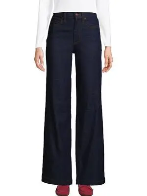 LANDS' END High-rise Wide Leg Denim Jeans - River Rinse